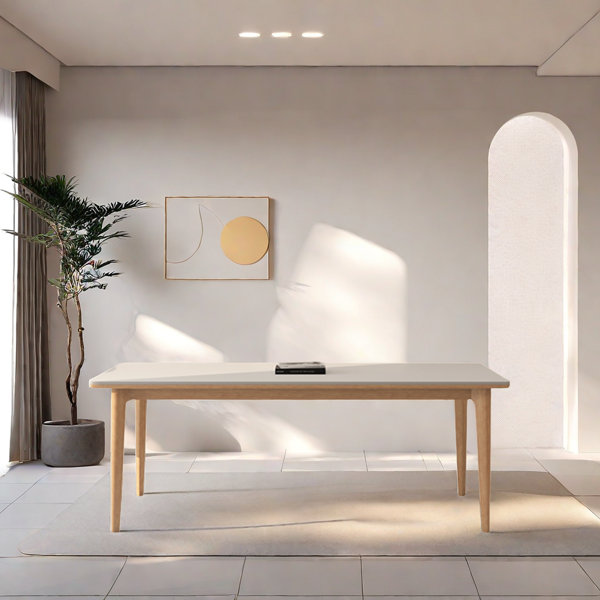 Elysian Haven Furnishings Natural Wood Rectangular Dining Table Solid Wood Base Dining Table ...